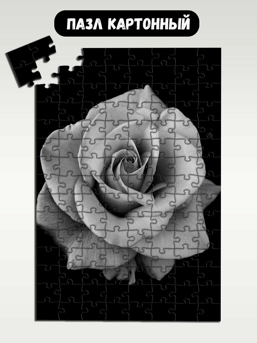 Пазл картонный А4: модель Цветы (черно - 2427