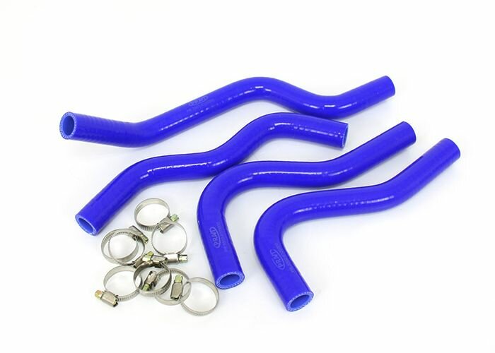 Патрубки отопителя для а/м Газель 3302 дв.406 (к-т 4шт) силикон (синий) + хомуты в комплекте