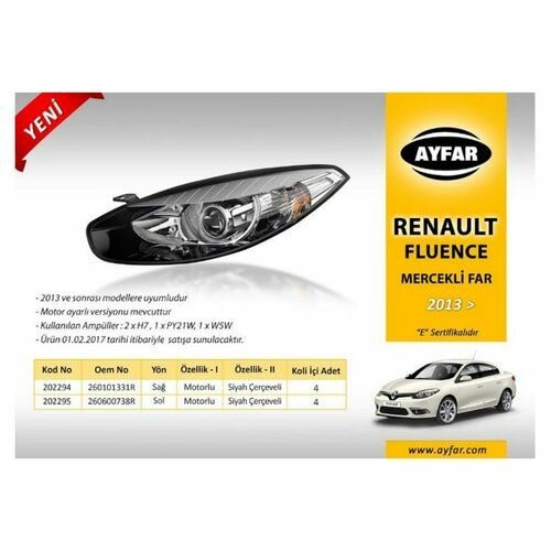 Фара FLUENCE 13 > 260101331R Ayfar 202294