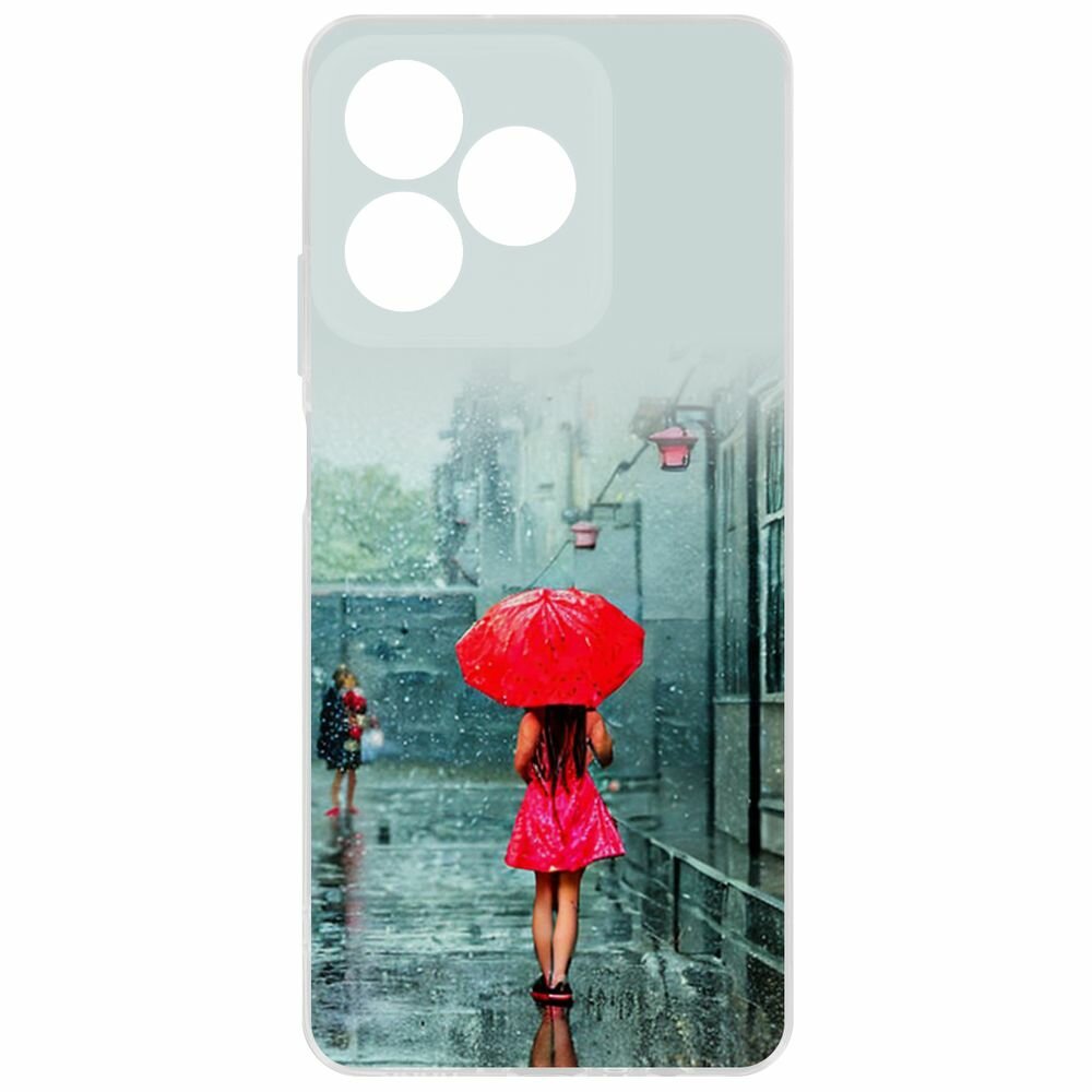 Чехол-накладка Krutoff Clear Case Красный зонтик для Realme Note 50