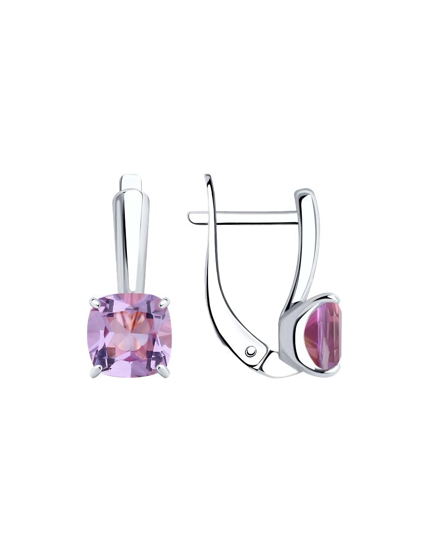 Серьги, серебро, 925 проба, родирование, аметист