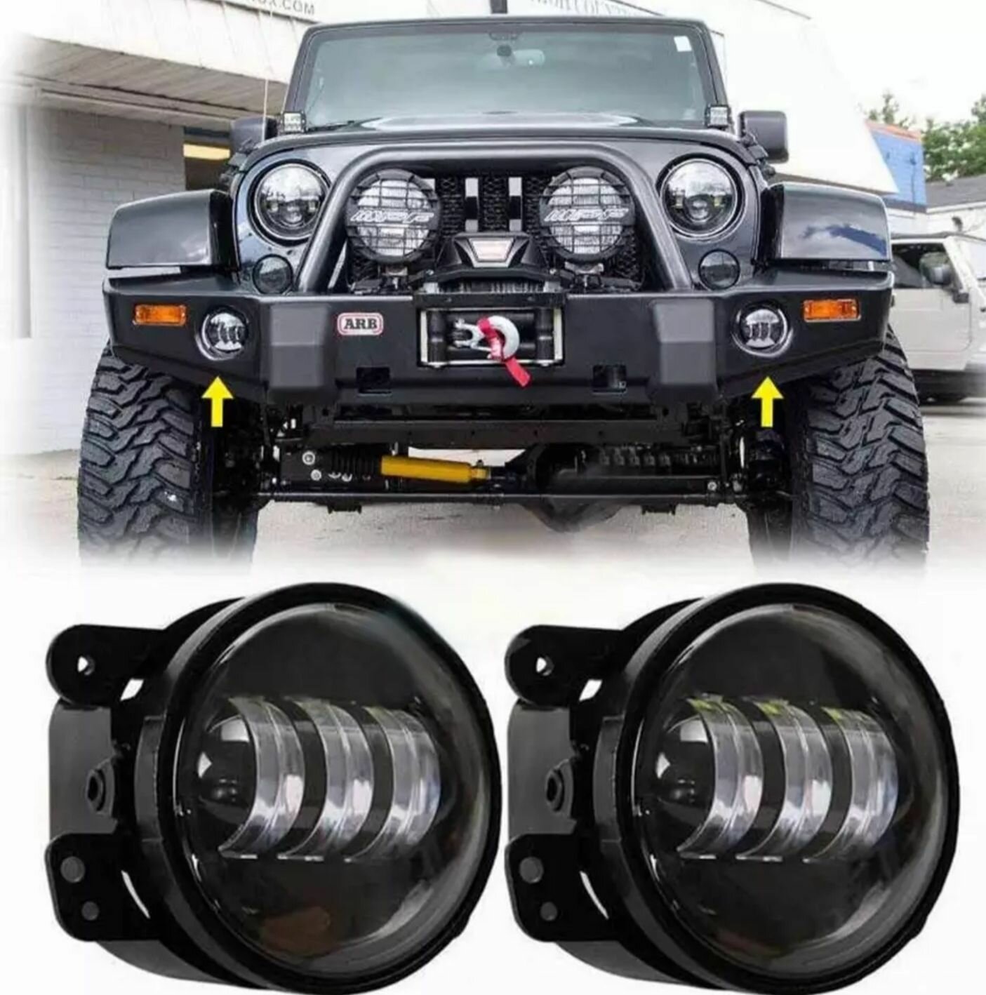 Противотуманные светодиодные фары 4 дюйма 60W Led для автомобилей Jeep Wrangler, Dodge (комплект ПТФ 2 шт)