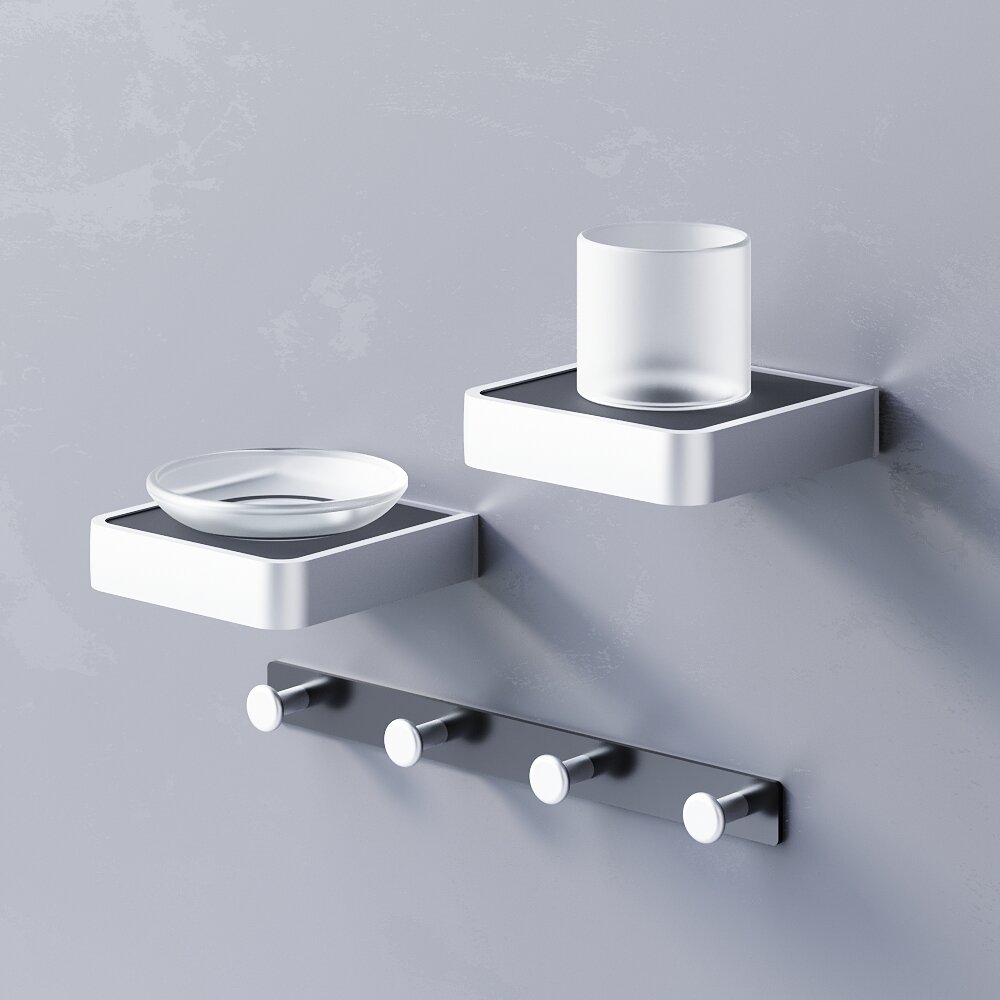 Набор аксессуаров Damixa "Jupiter" DAK77B2803W, хром/черный, настенный, с держателем