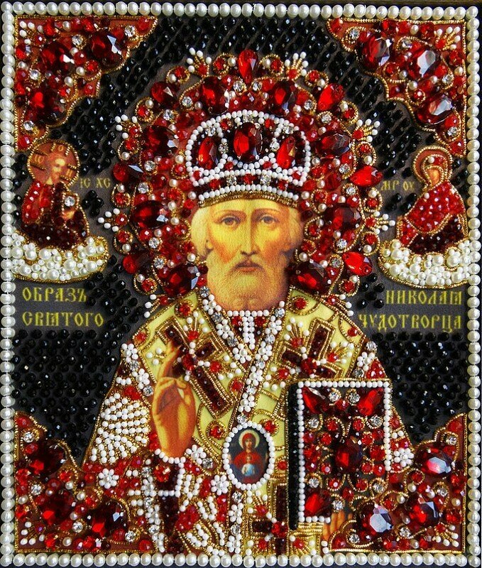 Набор для вышивания Хрустальные грани #И-17а Николай (красная), Вышивка бисером, 17.8 х 21 см