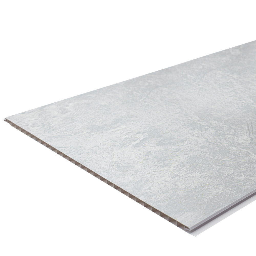 Панель ПВХ 375х2600х8 мм Venta бесшовная офсет камея белое серебро 0,975 кв. м