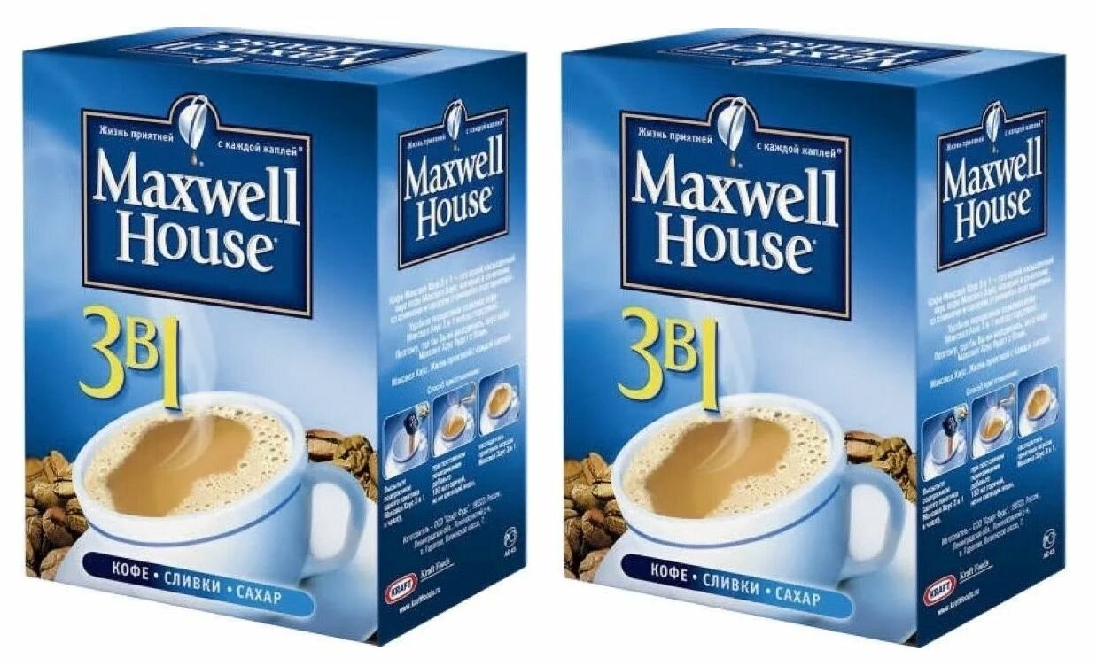Напиток кофейный растворимый MAXWELL НOUSE 3В1 14 г х 12 штук - 2 упаковки