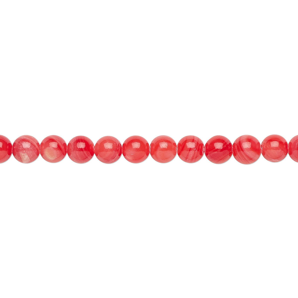 Бусина перламутр, 4-5мм, красная, 5 шт.