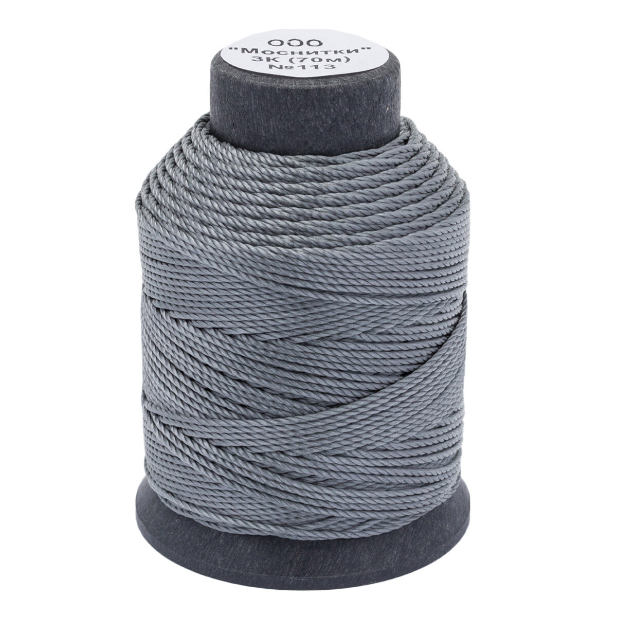 Нитки прочные толстые для шитья 3К, 70 м, серый, капрон, Моснитка, 9 шт