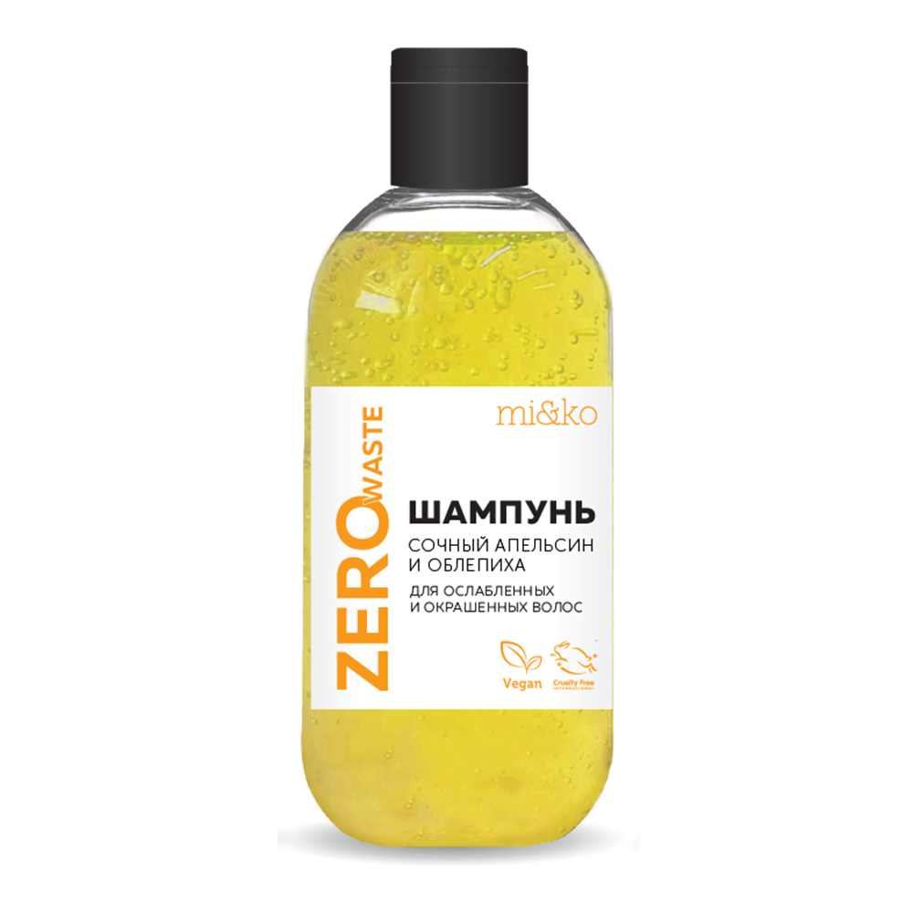 Шампунь Mi&Ko ZERO WASTE Сочный апельсин и облепиха для сухих и окрашенных волос, 300 мл