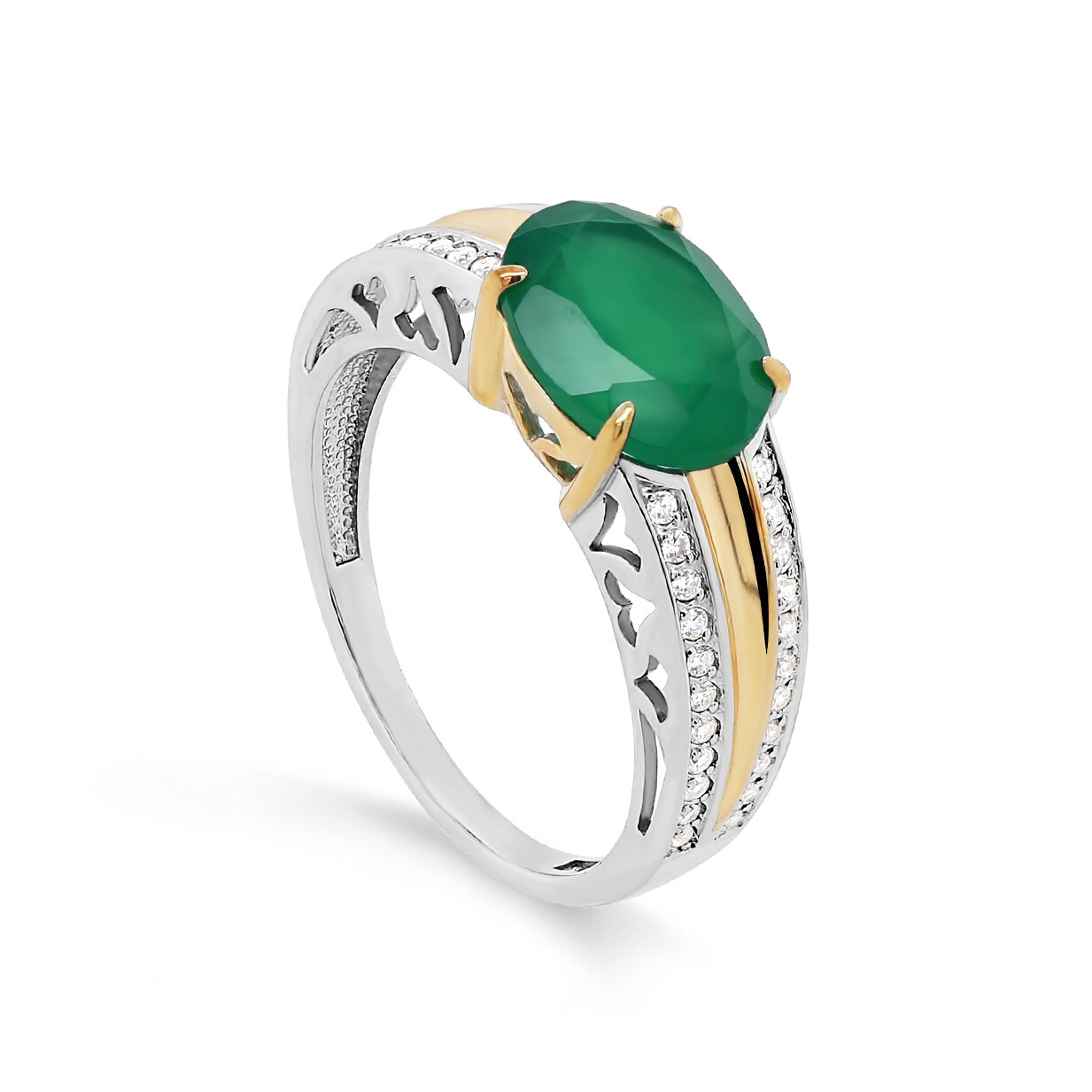 Кольцо, серебро, 925 проба, фианит, оникс