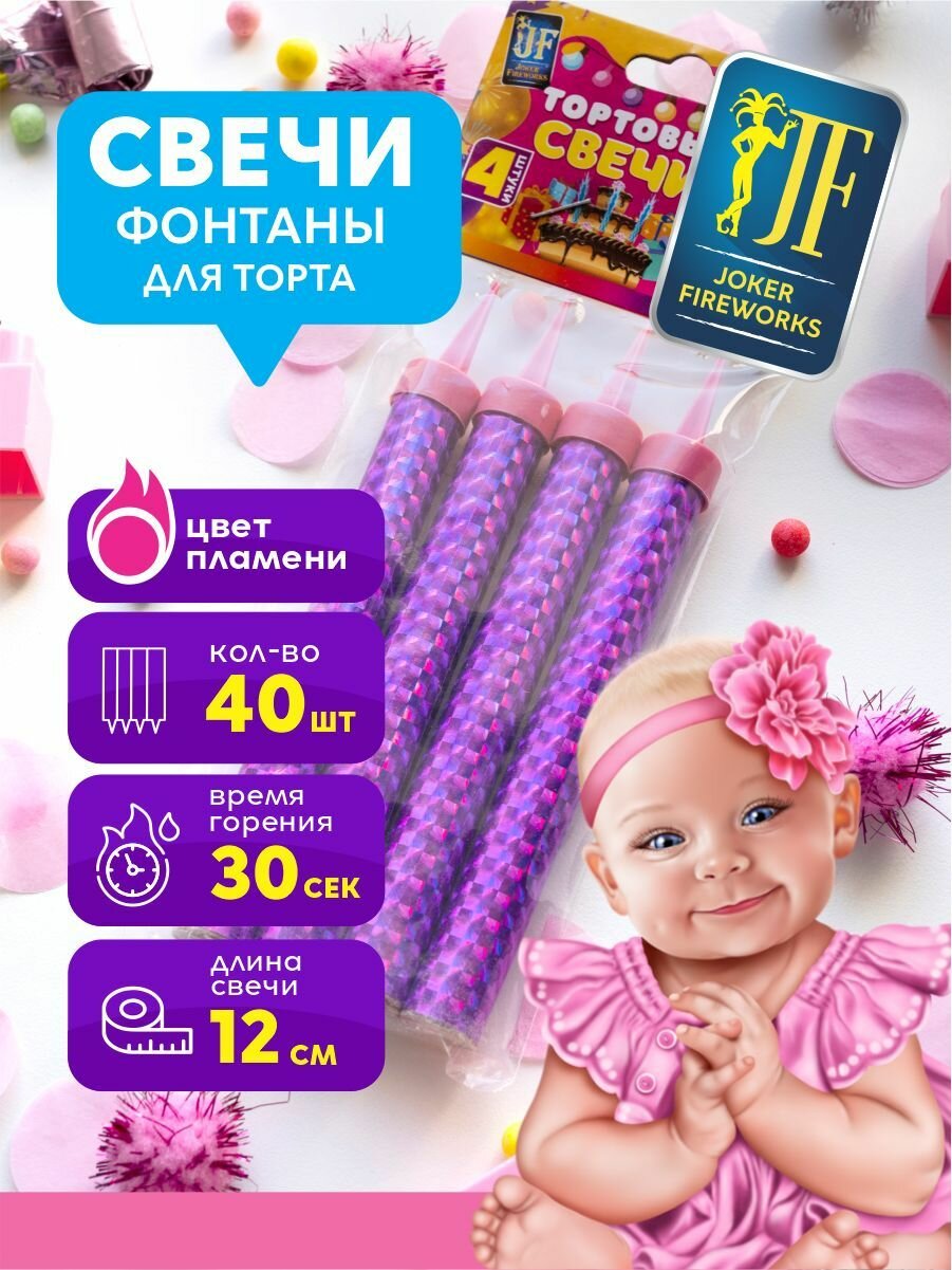 Свечи фонтан для торта 30 секунд 12 см / 10 пачек 40 шт
