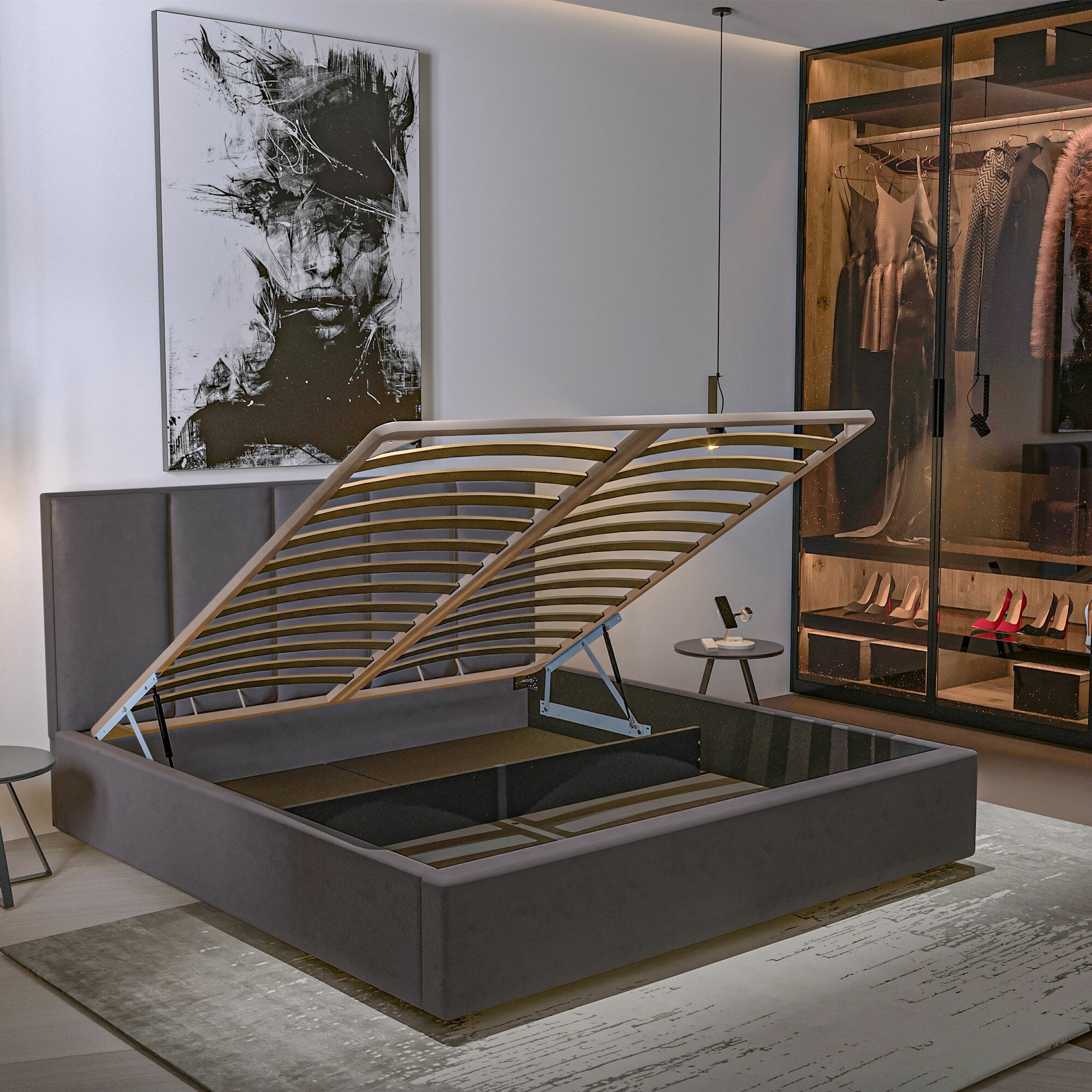 Двуспальная кровать 160х200 Стелла (2024) с подъёмным механизмом, фабрика Микс-Интерьер (Россия)