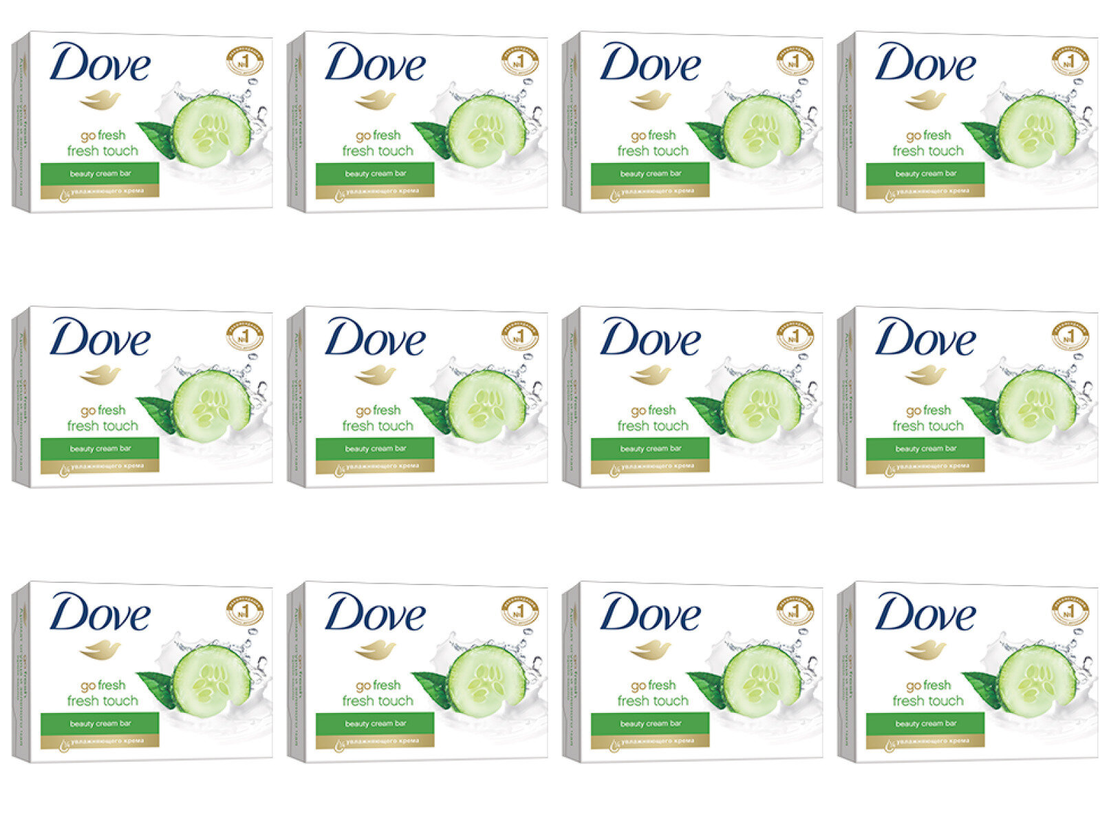 Дав Крем-мыло твердое Прикосновение свежести 100гр, 12 штук