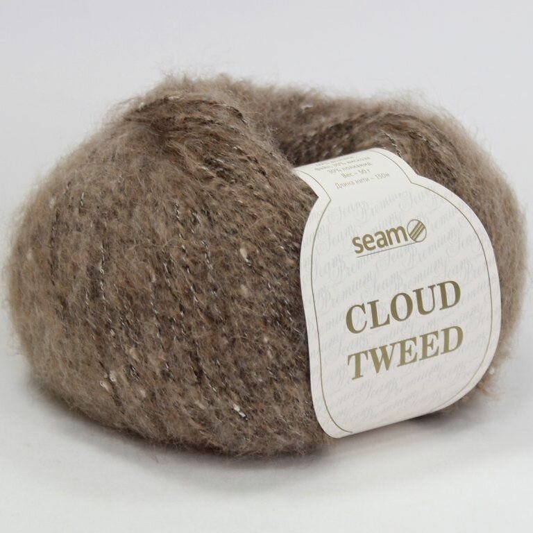 Пряжа Cloud Tweed Seam цвет 61490 светло-коричневый, 10*(150м/50г), 40% альпака файн 30% вискоза 30% полиамид