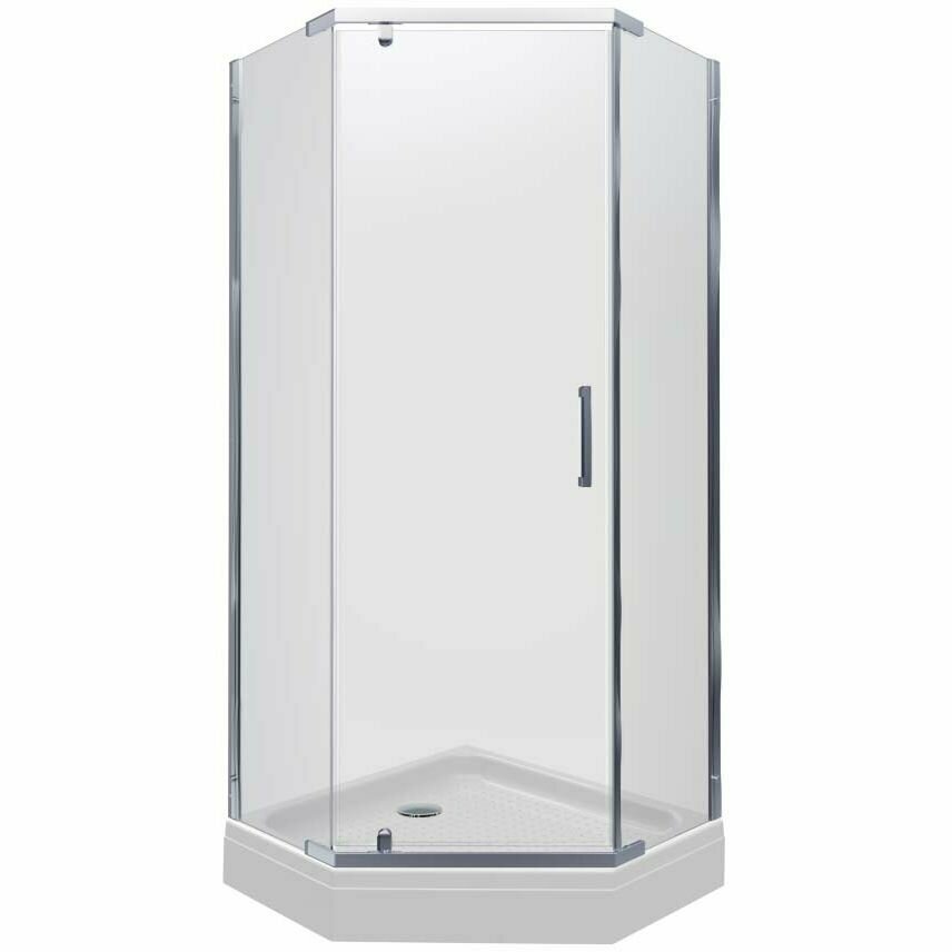 Душевой уголок Тритон (Triton) Дэка-Хром 900х900х2070 мм, прозрачный 6 мм, профиль хром (Щ0000053610) низкий поддон (3 места+сифон D90мм)