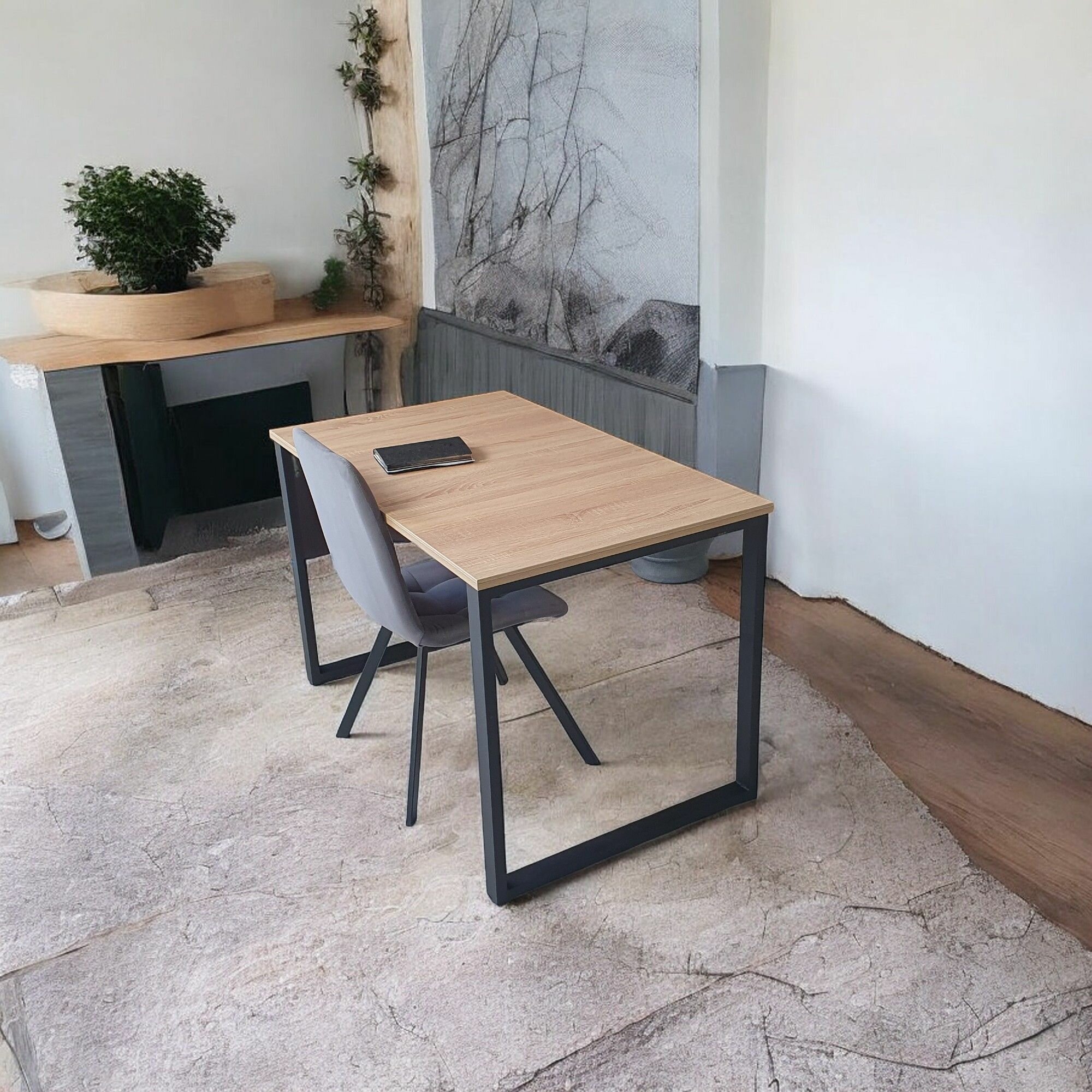 Игровой компьютерный стол/ Лофт, 120*70 см, цвет столешницы Дуб Сонома, Ножки лофт черные