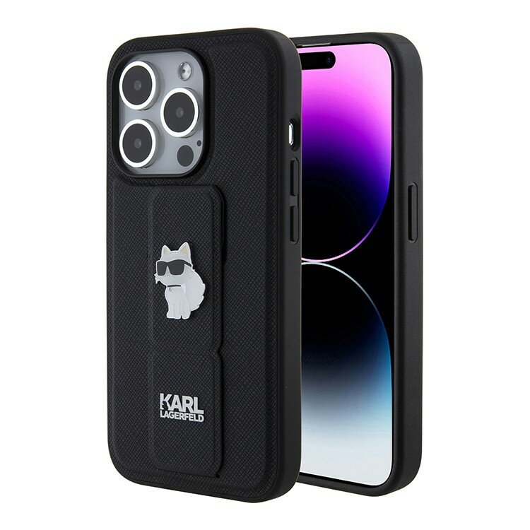 Karl Lagerfeld чехол с подставкой для iPhone 14 Pro, PU кожа Saffiano NFT Choupette черный