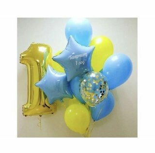 Воздушные шары на 1 год с цифрой и звездой