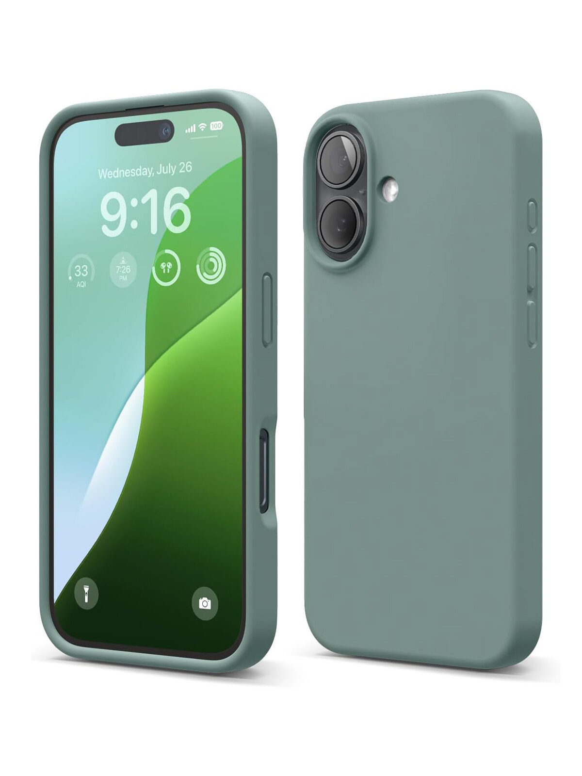 Elago для iPhone 16 чехол Soft silicone (Liquid) Midnight Green
