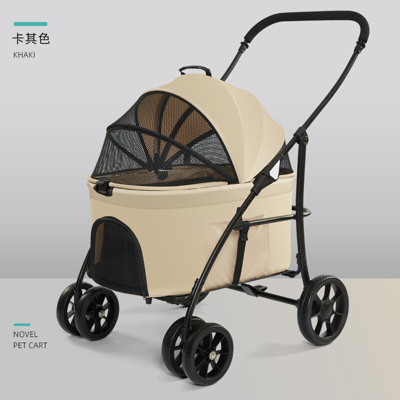 Прогулочная коляска Hello Baby PC105B, для кошек и собак, хаки, металл