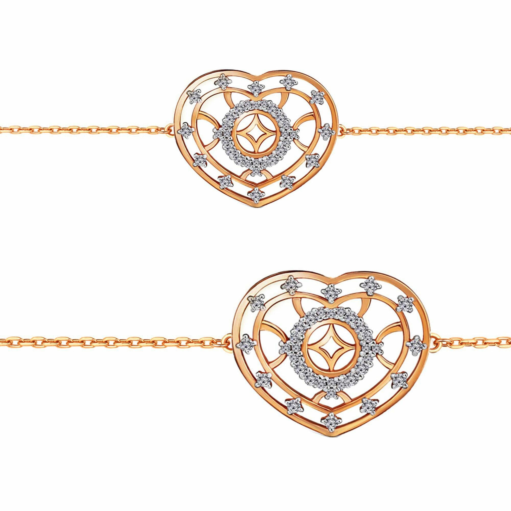 Браслет, серебро, 925 проба, золочение, фианит