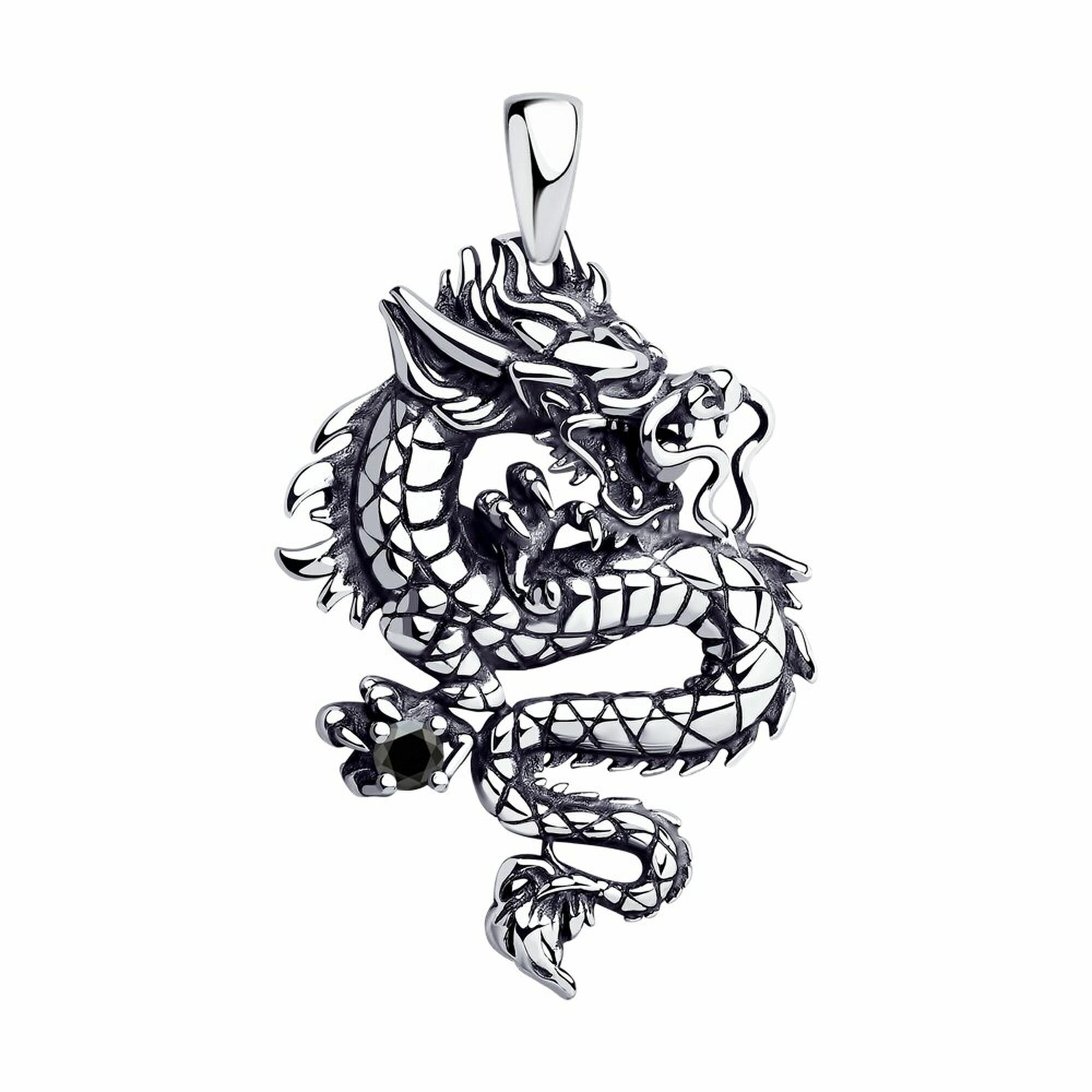 Подвеска, серебро, 925 проба, чернение, фианит