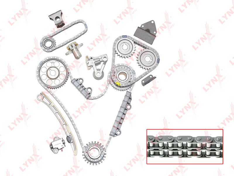 Комплект цепи ГРМ LYNXauto TK-0049. Для: Suzuki, Сузуки, Grand Vitara(Гранд Витара) I 2.5-2.7 98-06(Для ДВС H25A, H27A). Число звеньев цепи- 174, 56, 54.