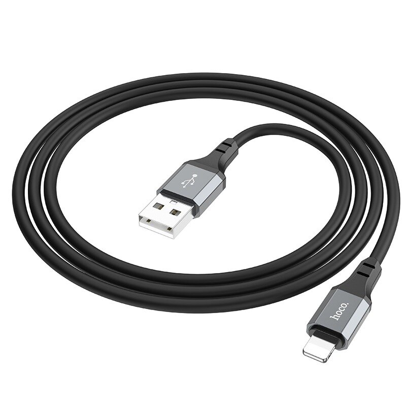 Кабель USB Hoco X86 Spear, Lightning для Apple, 2.4A, 1м, черный