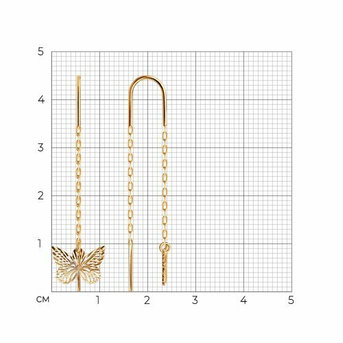 Серьги цепочки The Jeweller, красное золото, 375 проба, размер 45 мм, длина 4.5 см, , золотистый — фото 1