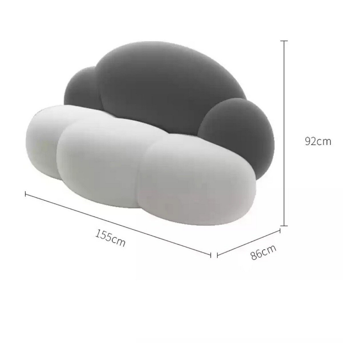 Диван в виде облака (двухместный 155*86*92, цвет по умолчанию белый)