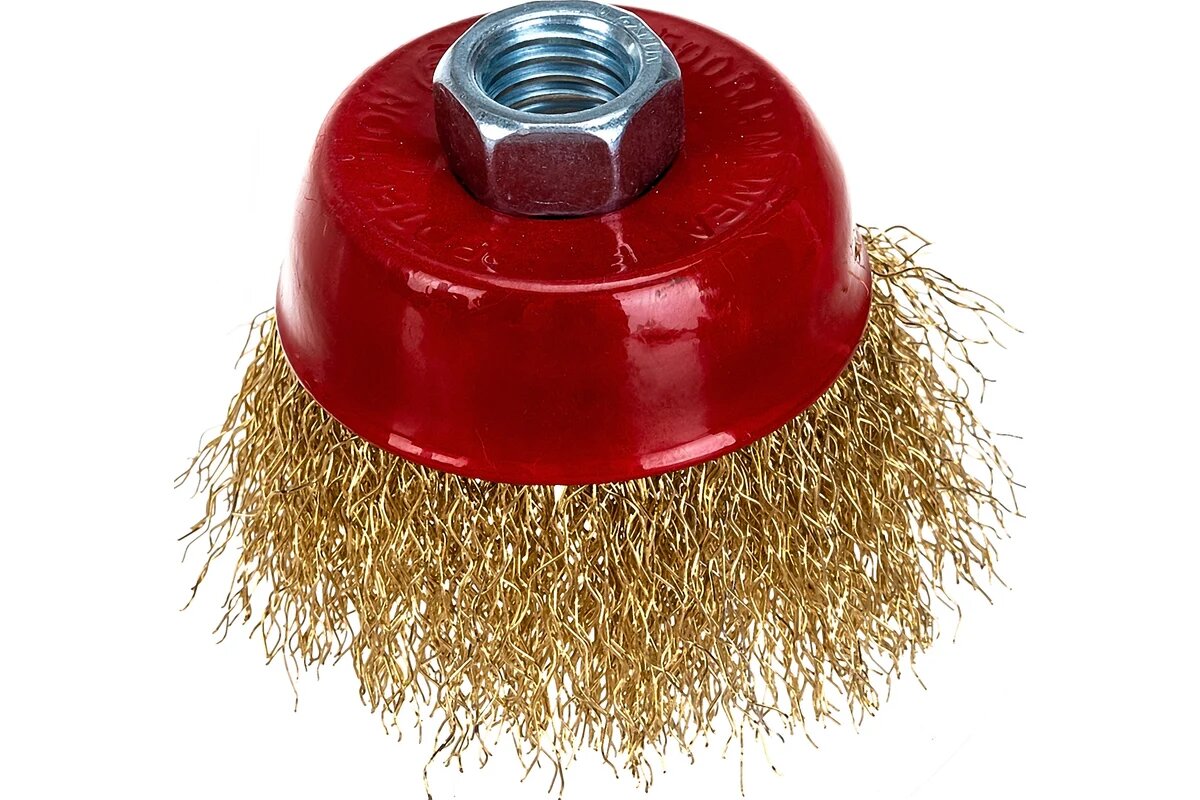 Vertextools латунная щетка чашечная 65 мм М14 для УШМ - зачистка металла, удаление ржавчины 12300-065