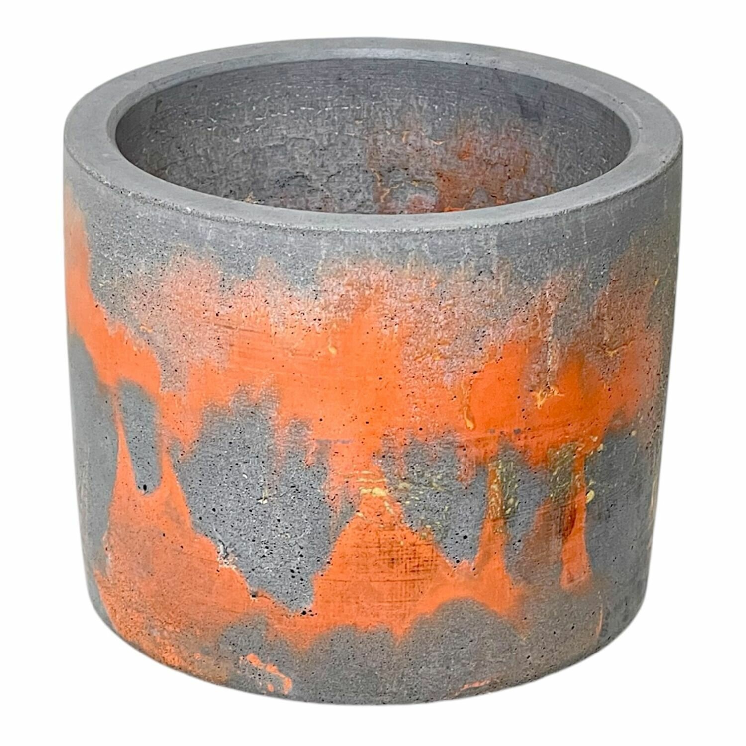 Кашпо бетонное «Средняя деталь», серо-оранжевый
