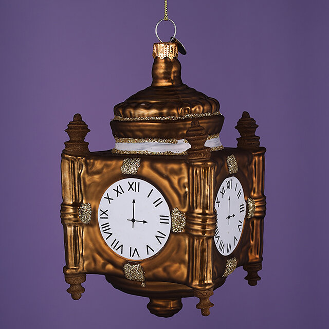 Елочная игрушка Часы - Праздничные Куранты 11 см, стекло, подарочная коробка, Winter Deco, 4060444-wd
