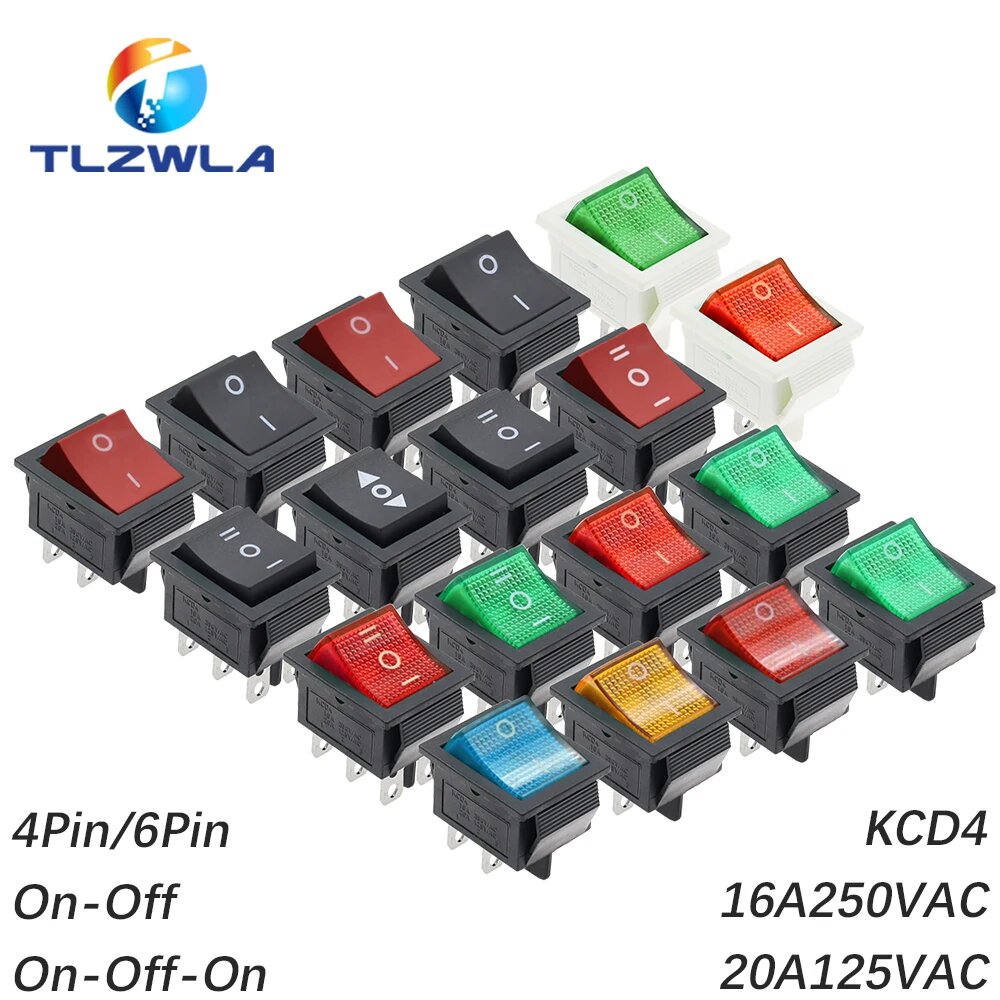 Rocker Switch KCD4 16A 250V 6Pin On-Off-On R — фото 1