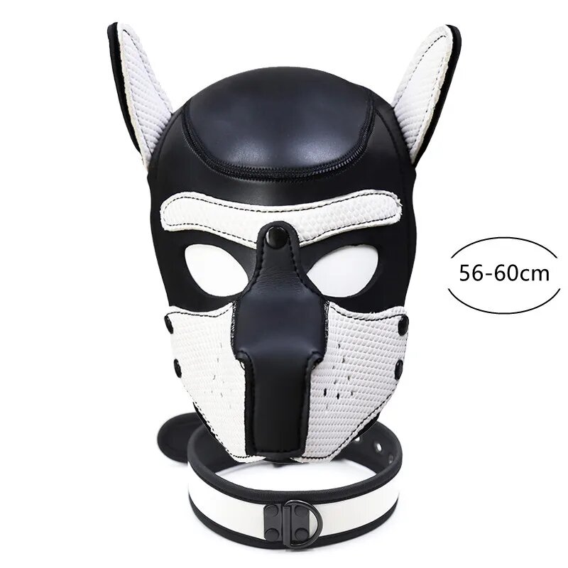 Косплей маска для собаки из искусственной кожи Черный, White