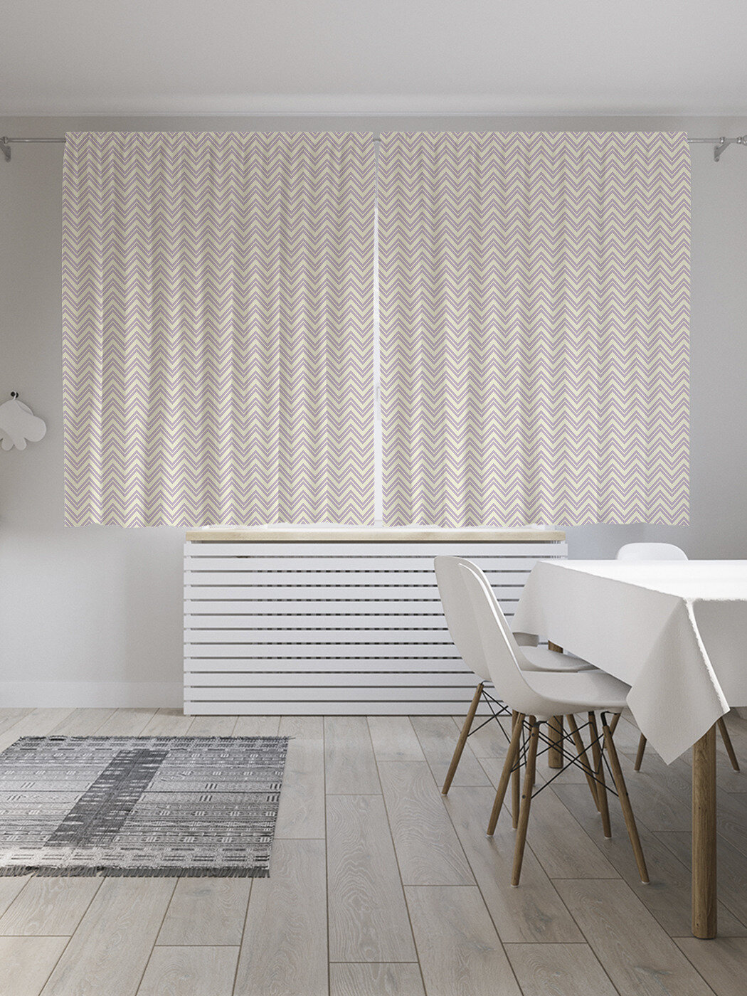 Фотошторы короткие "Текстильные зигзаги", 2 полотна шириной по 145 см, высота 180 см, JoyArty