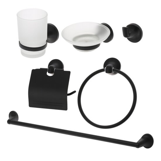 Набор аксессуаров для ванной комнаты Orange Y01-888b чёрный, 6 предметов