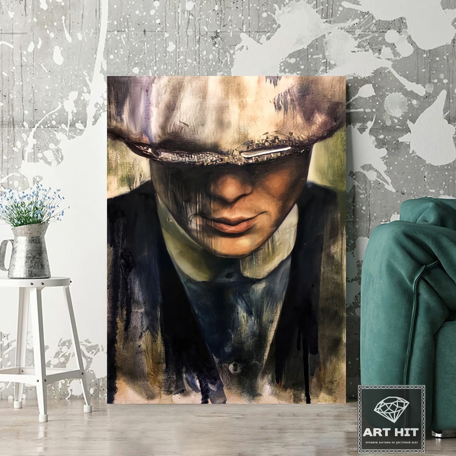 Картина на холсте «Peaky Blinders, портрет Thomas Shelby в кепке», камерный формат 30×40 см