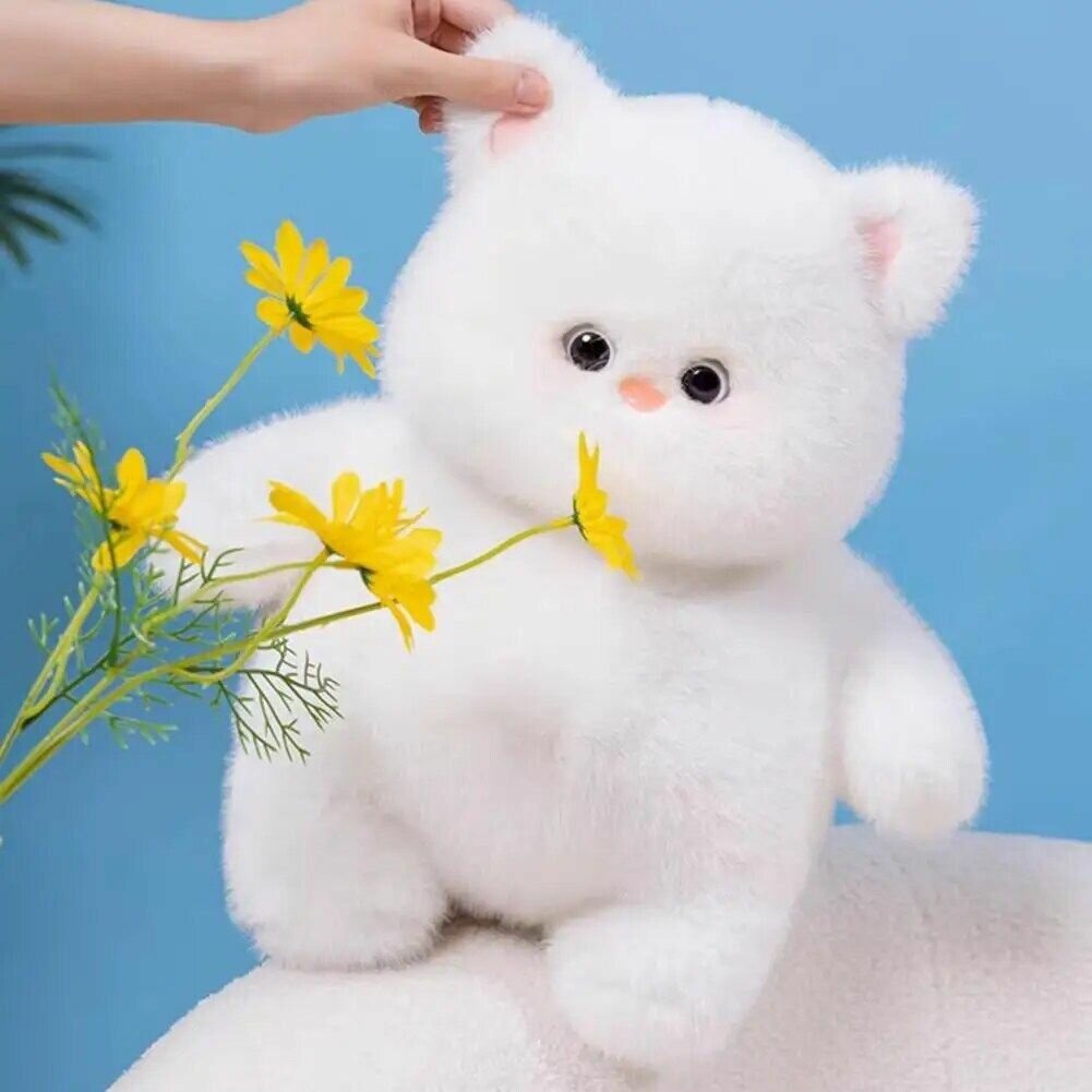 Мягкая игрушка Кот Пухляш белый пушистый друг для детей и подарков