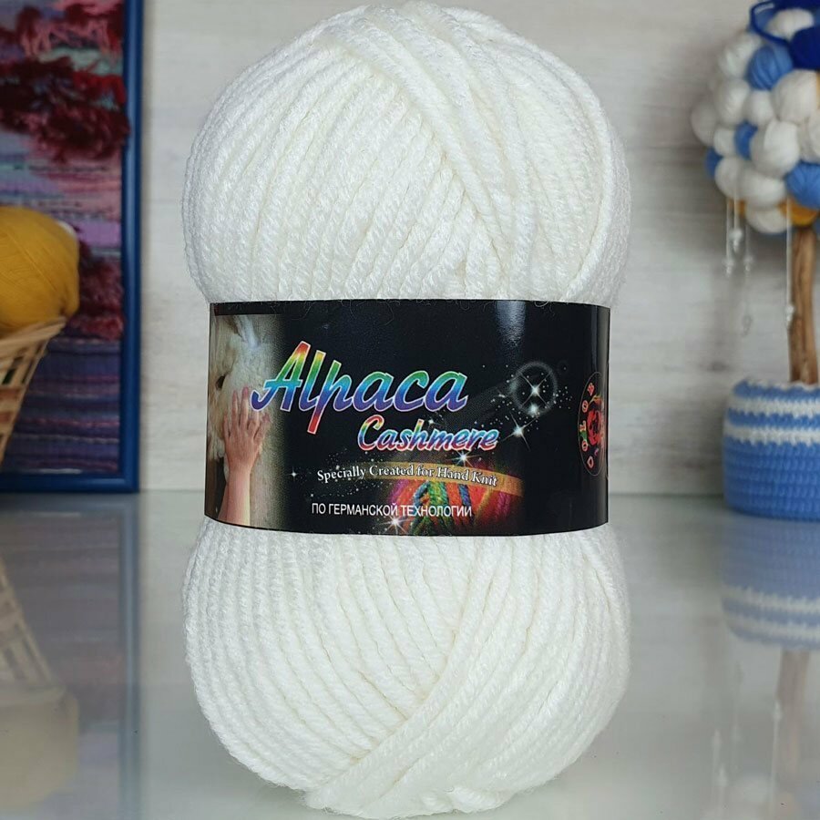 Пряжа Color City альпака кашемир 2001 белый (10 мотков)