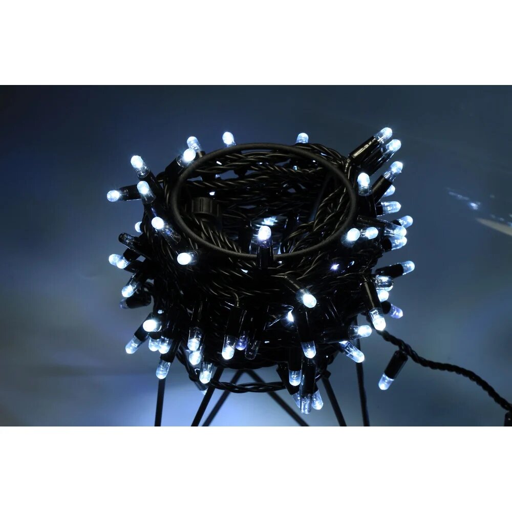 Гирлянда TEAMPROF Нить 10 м, 24В, колпачок, белый, черный провод TPF-S10C-24V-CB/W, светодиодная