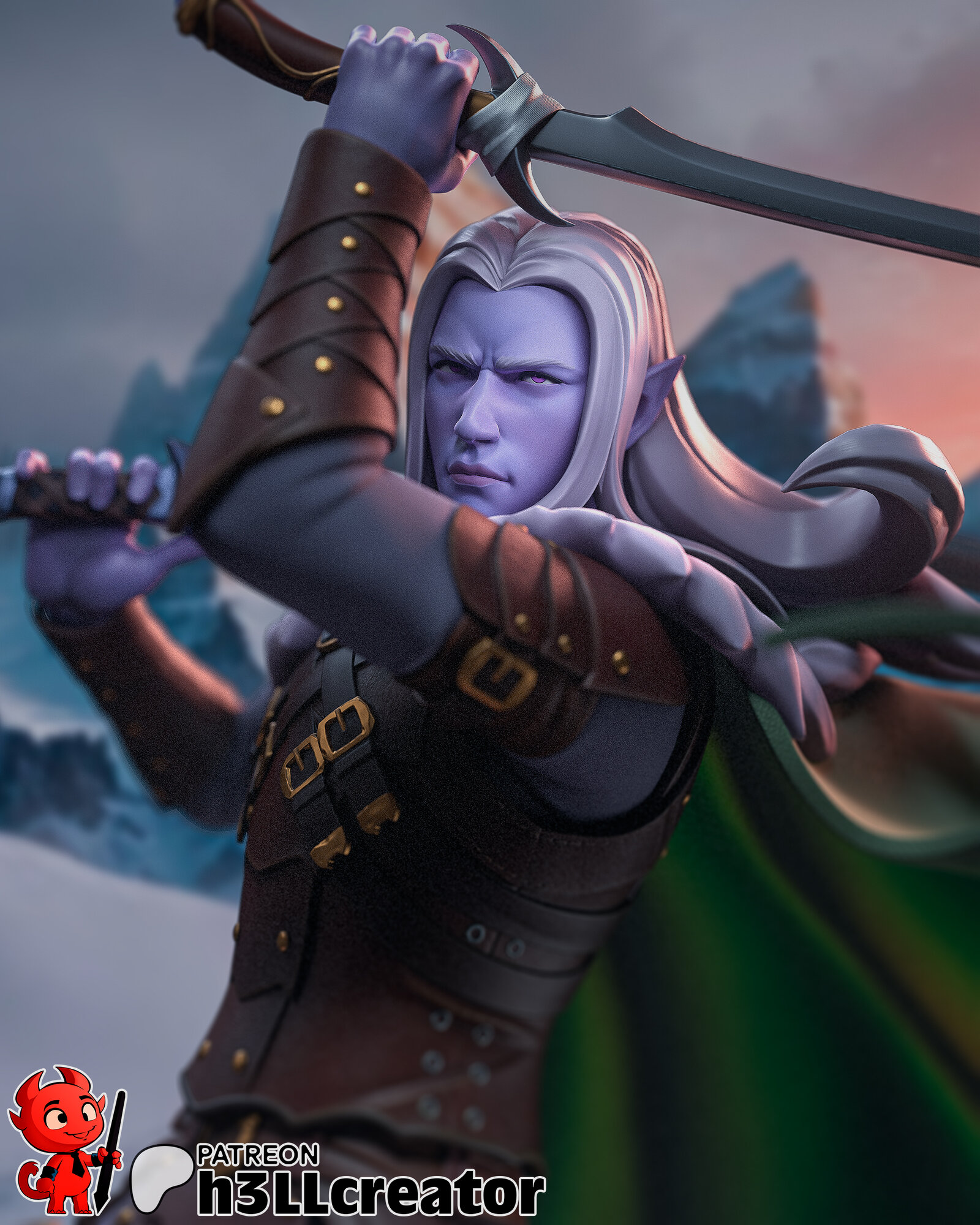 Фигура модель Дриззт До'Урден, Drizzt Do'Urdeno (Dungeons & Dragons), 158 мм