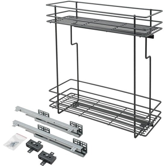 Бутылочница Lemax Prof на скрытых направляющих с доводчиком в базу 200 мм (правая), вулканический серый (VK-05-200DR-VG)