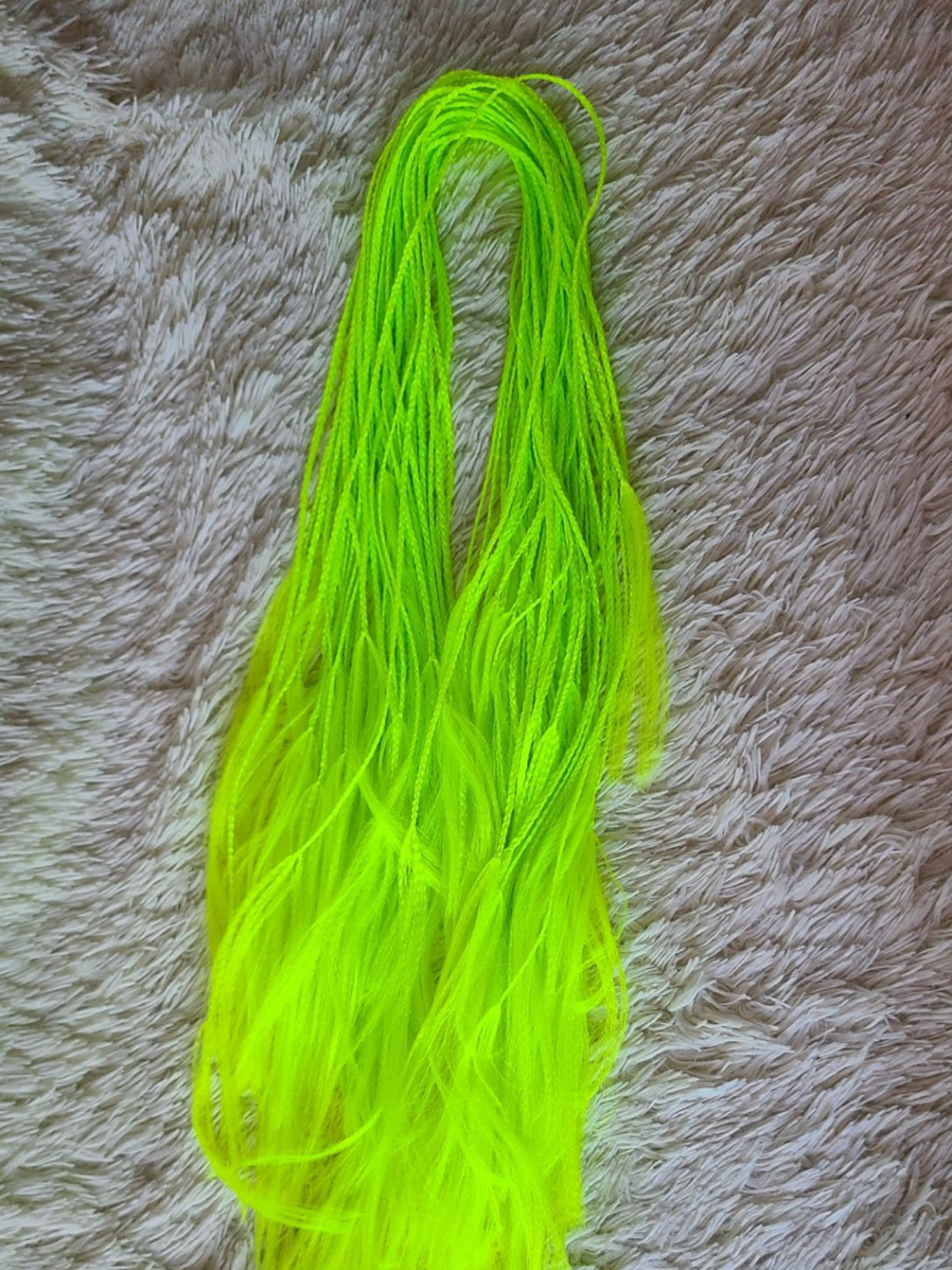 Косички, для заплетения, длина 70см, 140 штук со свободными концами, кислотно-зеленый