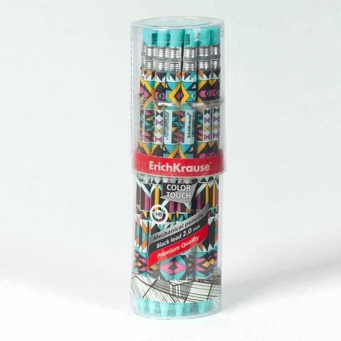 Карандаш механический Erich Krause "ColorTouch Ornament", НВ, 2,0 мм, с точилкой, корпус Soft-touch, дизайн