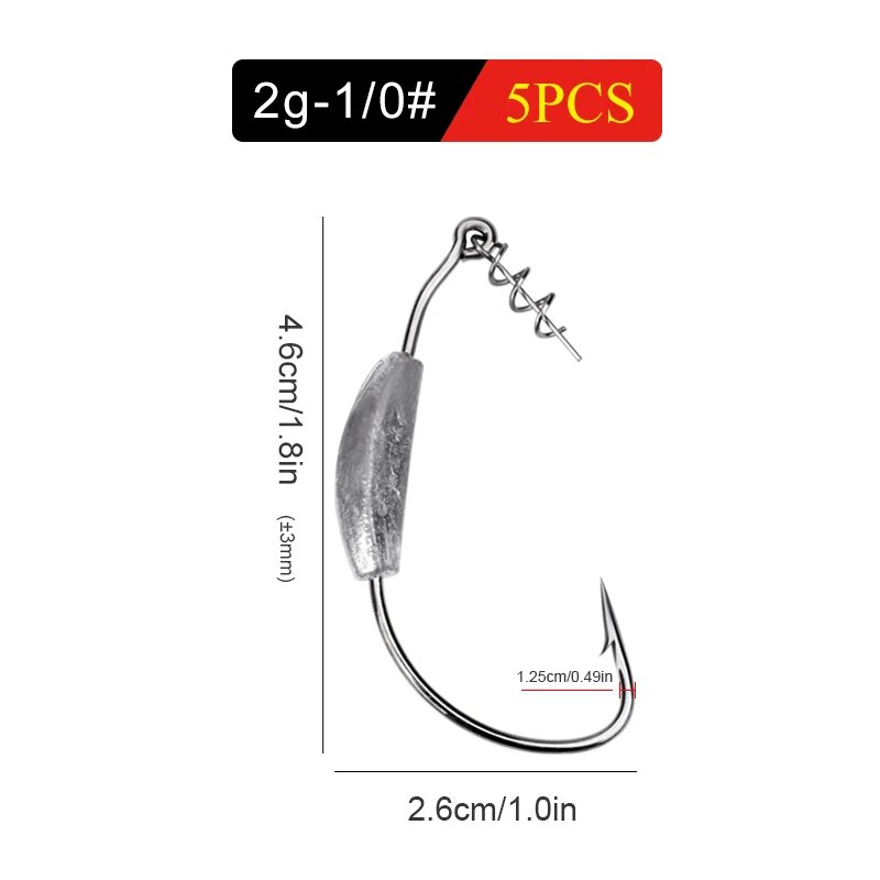 NGB Крючки джиг-головки с свинцом 2g 3g 4g 5g 7g size1-0-2g-5pcs