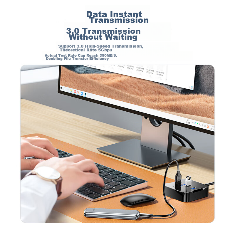 SAMZHE USB Hub 3.0, High-Speed 4-Port HUB Expansion Dock, Laptop 1-To Converter Extension Cable, 0.5 Meter HUB04