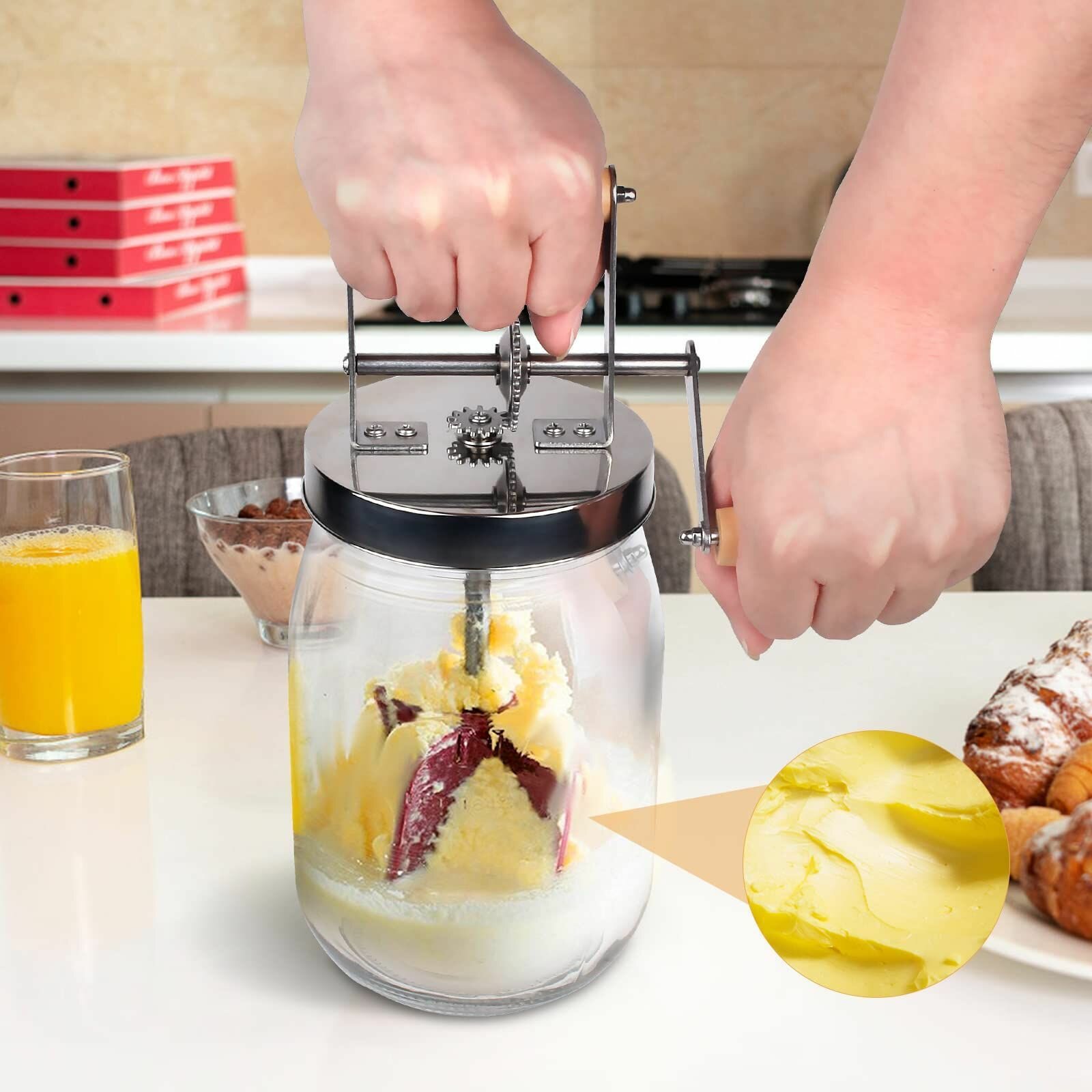 Небольшая Ручная Маслобойка, 1,5 Литра, Для Домашней Выпечки