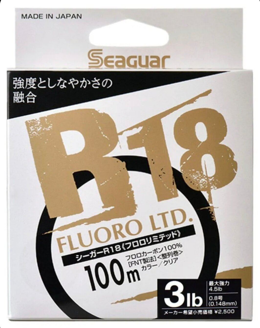 Флюорокарбон SEAGUAR R18 FLUORO LTD. 100m #0.8 (3lb/max 4.5lb/0.148mm)