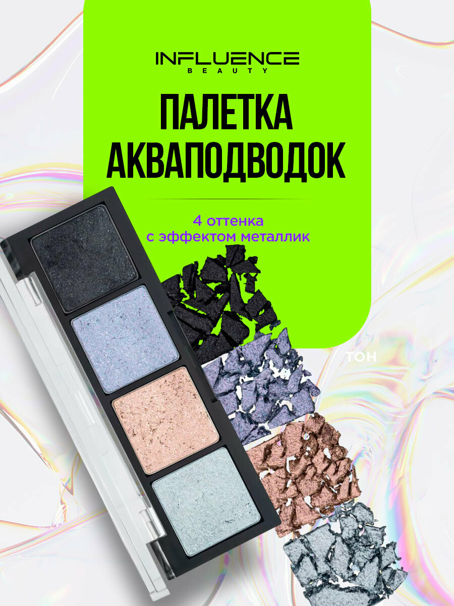 Палетка акваподводок для век Influence Beauty металлик Petroleum